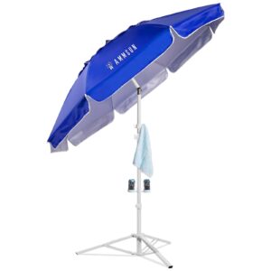 ammsun portable umbrella with stand, 6.5ft sun shade umbrella with stand, premium lightweight standing umbrella for sporting games, instant sun protection patio umbrella, easy to carry, blue