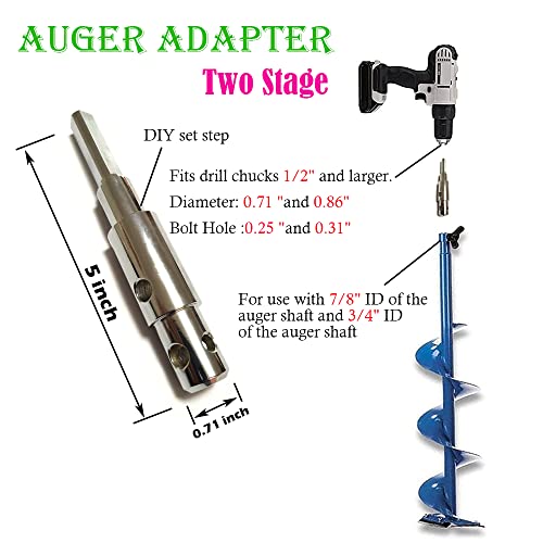 RHKING Two Stage Auger Adapter Precision Durable Alloy Steel for use with Auger Drill