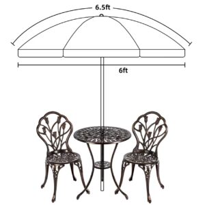 AMMSUN Patio Umbrella Market Table Umbrella 6.5 ft Tilt Steel Pole UPF50+ Protection, Umbrellas and their Parts Great for Outdoor Garden Backyard, Beige