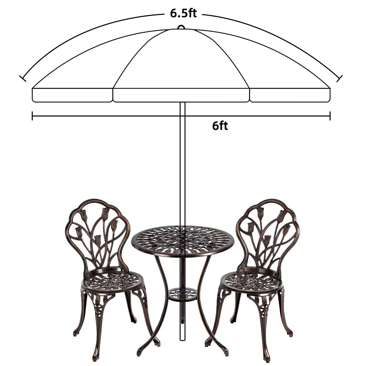 AMMSUN Patio Umbrella Market Table Umbrella 6.5 ft Tilt Steel Pole UPF50+ Protection, Umbrellas and their Parts Great for Outdoor Garden Backyard, Beige