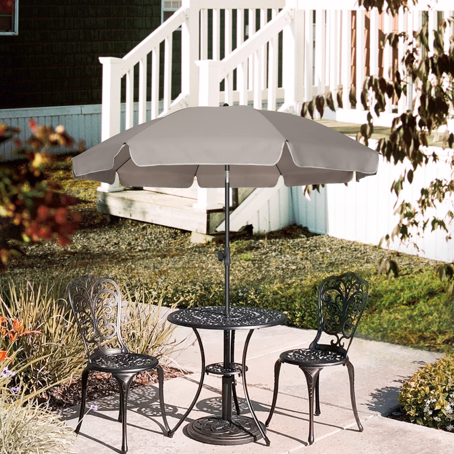 AMMSUN Patio Umbrella Market Table Umbrella 6.5 ft Tilt Steel Pole UPF50+ Protection, Umbrellas and their Parts Great for Outdoor Garden Backyard, Beige