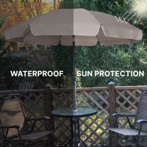 AMMSUN Patio Umbrella Market Table Umbrella 6.5 ft Tilt Steel Pole UPF50+ Protection, Umbrellas and their Parts Great for Outdoor Garden Backyard, Beige