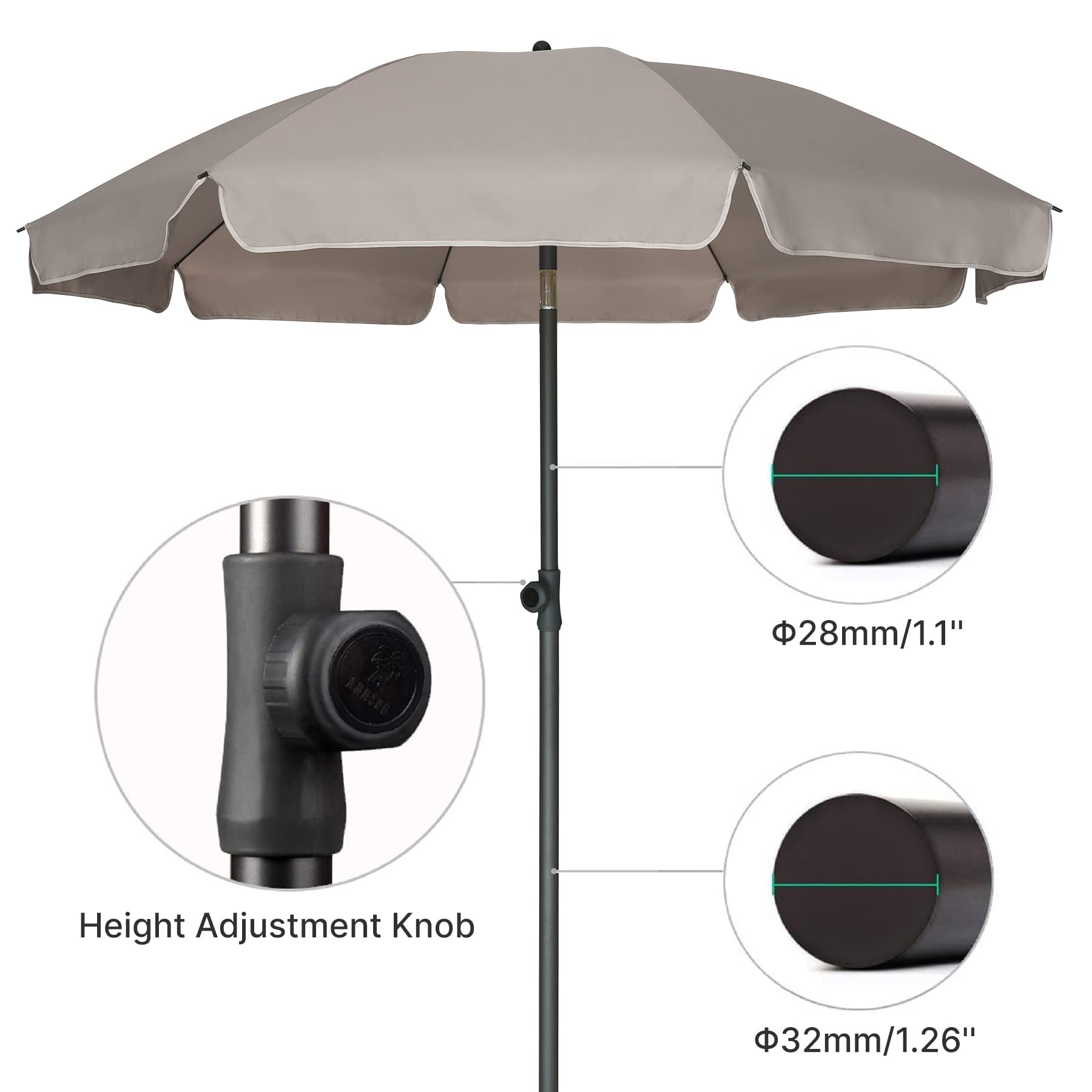 AMMSUN Patio Umbrella Market Table Umbrella 6.5 ft Tilt Steel Pole UPF50+ Protection, Umbrellas and their Parts Great for Outdoor Garden Backyard, Beige