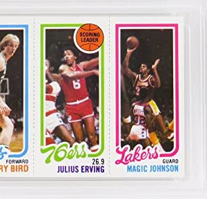 Larry Bird, Magic Johnson & Julius Erving 1980 Topps Scoring Leader RC Card (PSA 7 NM)(PWCC Top 30% Eye Appeal)(D)