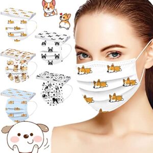 50PCS Colorful Cat Paws Disposable Printed Face_Masks for Adult,3-Ply Protective,Cute Animal Cat Dog Pet Footprint (Large, Dog Paw #1)