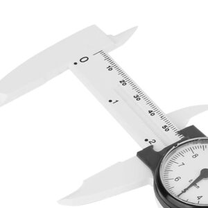 6Inch Vernier Dial Caliper, 0-150mm Plastic Dial Vernier Caliper Ruler Gauge, Plastic Dial Caliper Vernier Caliper Gauge DIY Tools - 0.1mm Read Value Imperial Standard(White)