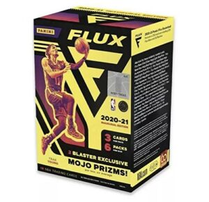 2020-21 panini flux nba basketball factory sealed blaster box 18 cards 2 blaster exclusive mojo prizms per box. chase autographs and rare parallel rookie cards of lamelo ball, anthony edwards, tyrese haliburton, wiseman and others. look for rare second ye