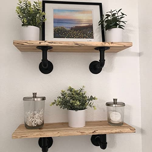 Walnut Live Edge Shelves | Solid Walnut l Rustic Live edge shelf | Rustic Gift | Wall shelves | Rustic Home Decor | Flush Mount Shelves (18In, Walnut (Dark Brown))