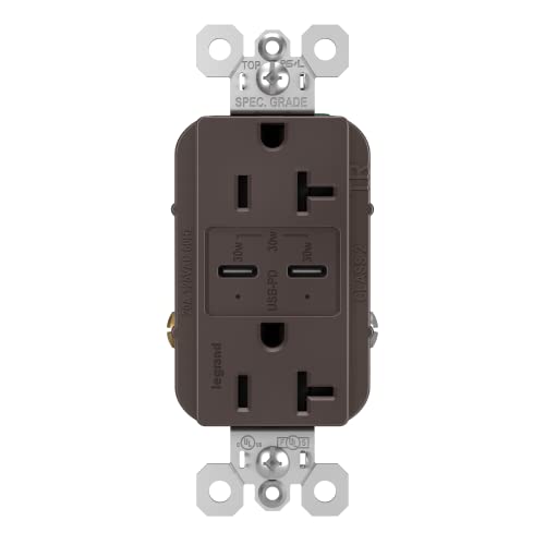 Pass & Seymour TR20USBPD Power Delivery USB Outlet, Brown