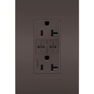 Pass & Seymour TR20USBPD Power Delivery USB Outlet, Brown