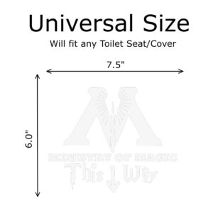 MINISTRY OF MAGIC THIS WAY Decal Die Cut Vinyl Funny Humor Quote, | FREE SWITCH DECAL | , Black, 7.5 Inches Bathroom Toilet Seat Sticker.