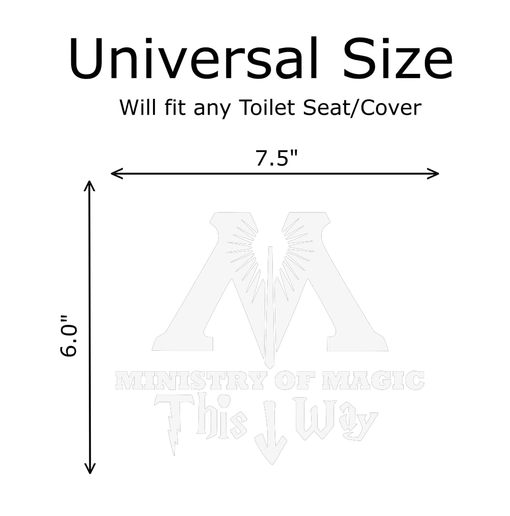 MINISTRY OF MAGIC THIS WAY Decal Die Cut Vinyl Funny Humor Quote, | FREE SWITCH DECAL | , Black, 7.5 Inches Bathroom Toilet Seat Sticker.