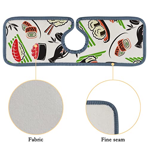 Absorbent Kitchen Faucet Mat 4 Pieces Japanese Seafood Cuisine Faucet Sink Splash Guard Bathroom Counter and RV,Faucet Counter Sink Water Stains Preventer