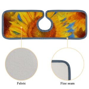 Kitchen Faucet Mats 3 Pieces Oil Painting Sunflowers Absorbent Faucet Sink Splash Guard Bathroom Counter and RV,Faucet Counter Sink Water Stains Preventer