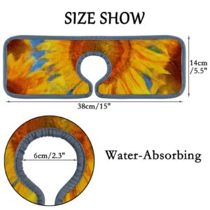 Kitchen Faucet Mats 3 Pieces Oil Painting Sunflowers Absorbent Faucet Sink Splash Guard Bathroom Counter and RV,Faucet Counter Sink Water Stains Preventer