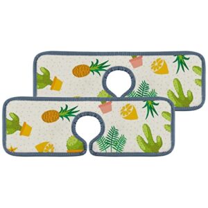 kitchen faucet absorbent mat 2 pieces cacti palants faucet sink splash guard bathroom counter and rv,faucet counter sink water stains preventer