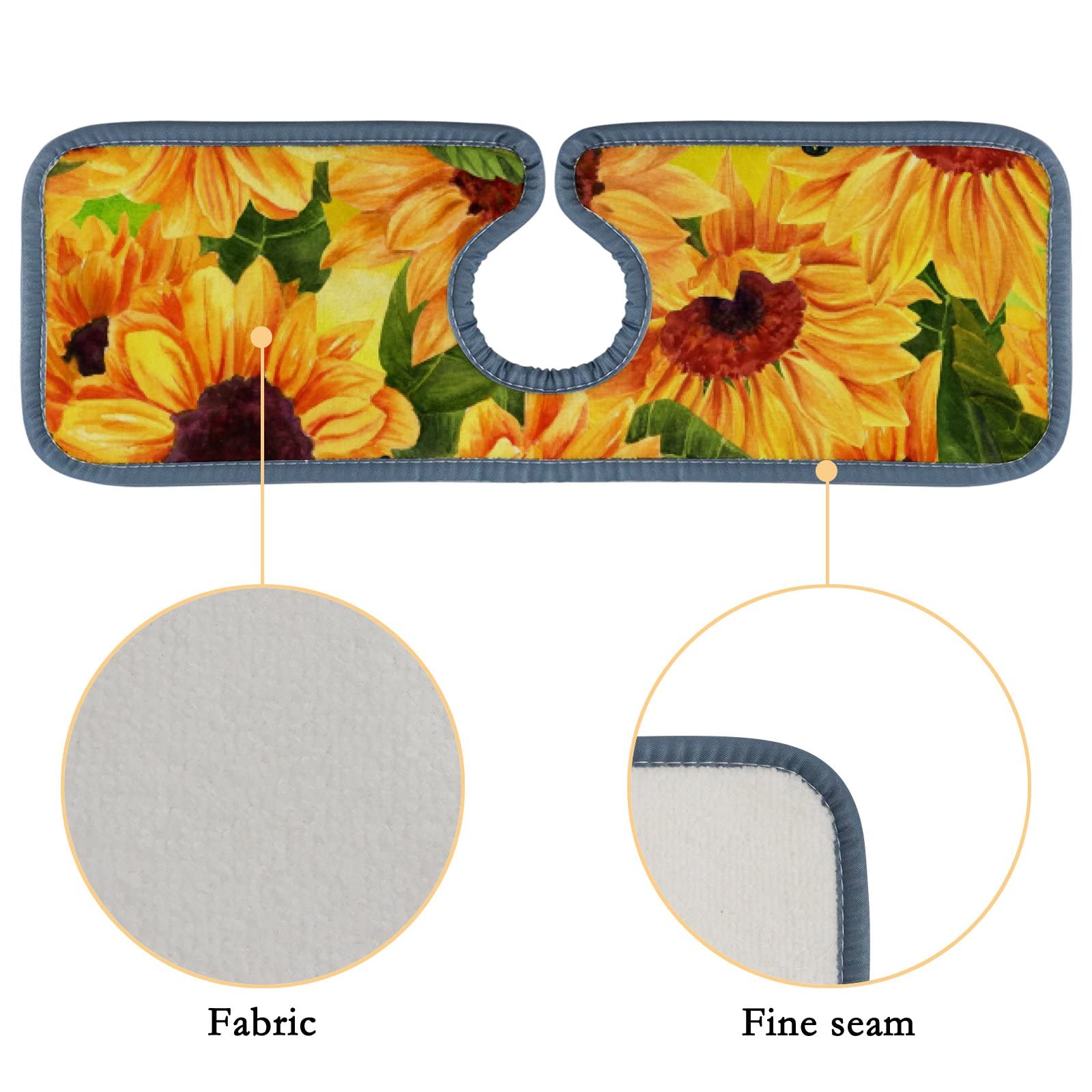 Kitchen Faucet Mats 3 Pieces Sunflowers Butterflies Faucet Sink Splash Guard Bathroom Counter and RV,Absorbent Faucet Counter Sink Water Stains Preventer