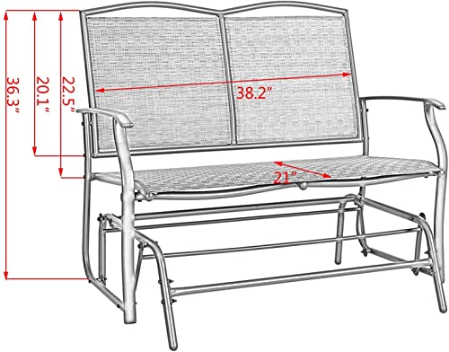 ALIMORDEN Patio Wicker Swing Glider Bench for 2 Person, Outdoor Sturdy Steel Frame Rocking Lounge Chair, Weather Resistant Rattan Chair for Garden, Backyard, Porch, Brown