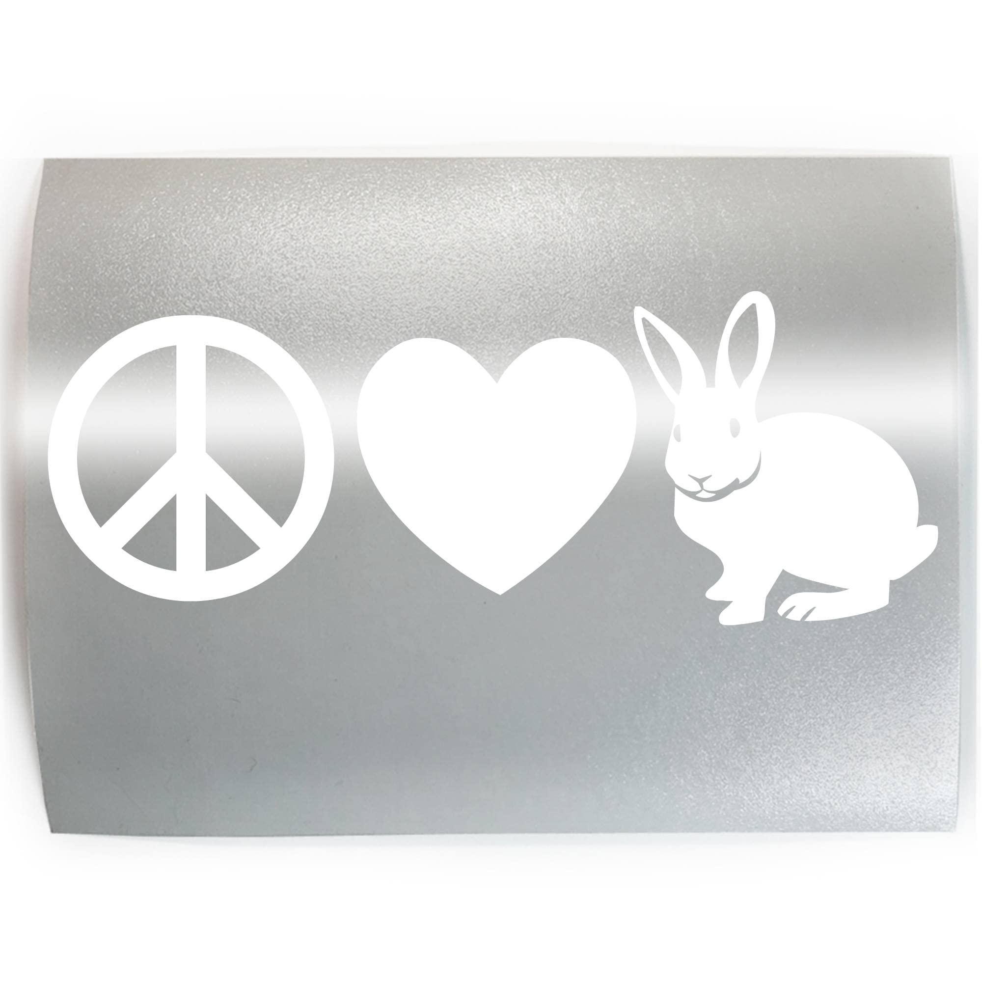 PEACE LOVE RABBIT #2 - PICK COLOR & SIZE - Rabbits Bunnies Pet Vinyl Decal Sticker A