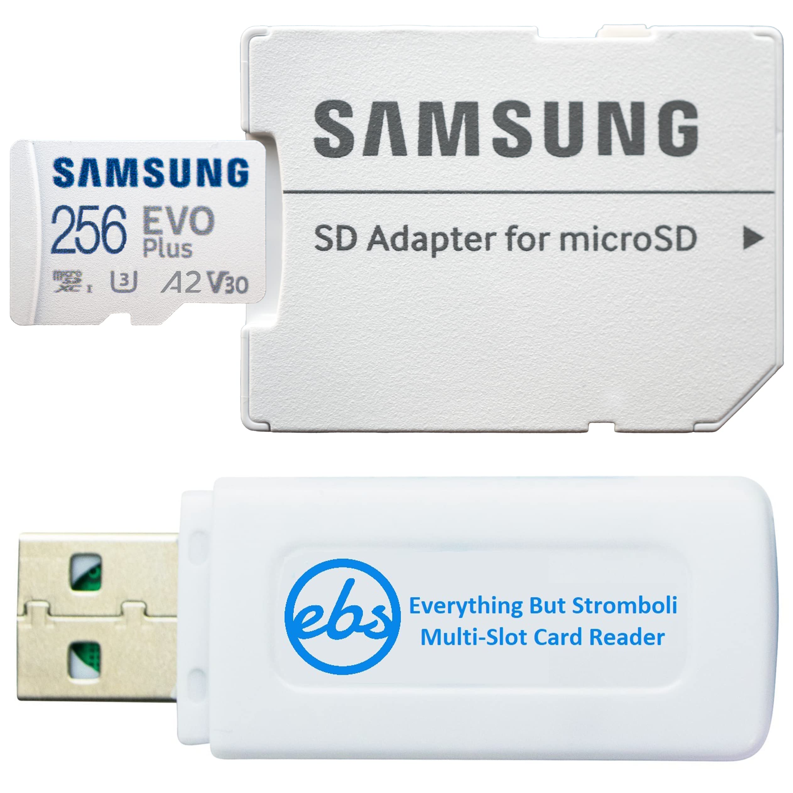 Samsung 256GB EVO+ Micro SD Memory Card for Samsung Phone Works with Galaxy Note 20 Ultra 5G, A42 5G, A21 Phone (MB-MC256KA) Bundle with (1) Everything But Stromboli MicroSDXC & SD Card Reader