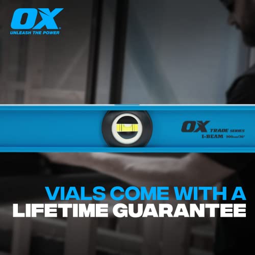 OX TOOLS Trade 32-Inch Aluminum "I" Beam Level with Vial Window | Magnetic & Reinforced End Caps