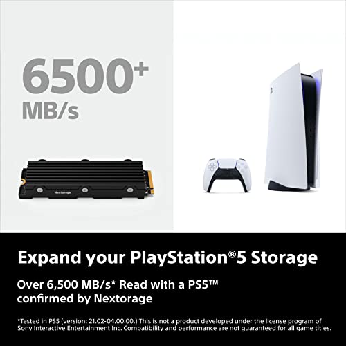 Nextorage Japan 1TB(1000GB) Internal SSD Work with New Playstation 5 Console and PC M.2 2280 Gen4 NVMe with Heatsink NEM-PA1TB/N SYM Maximum Transfer Rate Read: 7300MB/s, Write: 6000MB/s