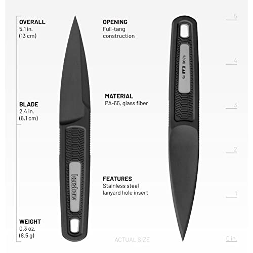 Kershaw Electron Fixed Blade Knife, 2.4 inch Blade with Black Sleeve Dagger Design, Made with PA-66 Nylon, Project Atom