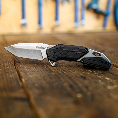 Kershaw Jetpack Folding Pocket Knife, SpeedSafe Opening, 2.75 inch Silver Blade with Black Handle, Pocketclip