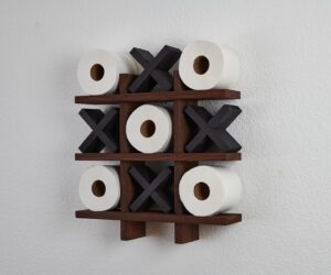 bath tic tac toe, toilet paper holder, free shipping, bathroom decor, rustic bath shelf, wood bath shelf (chestnut-black x, classic)