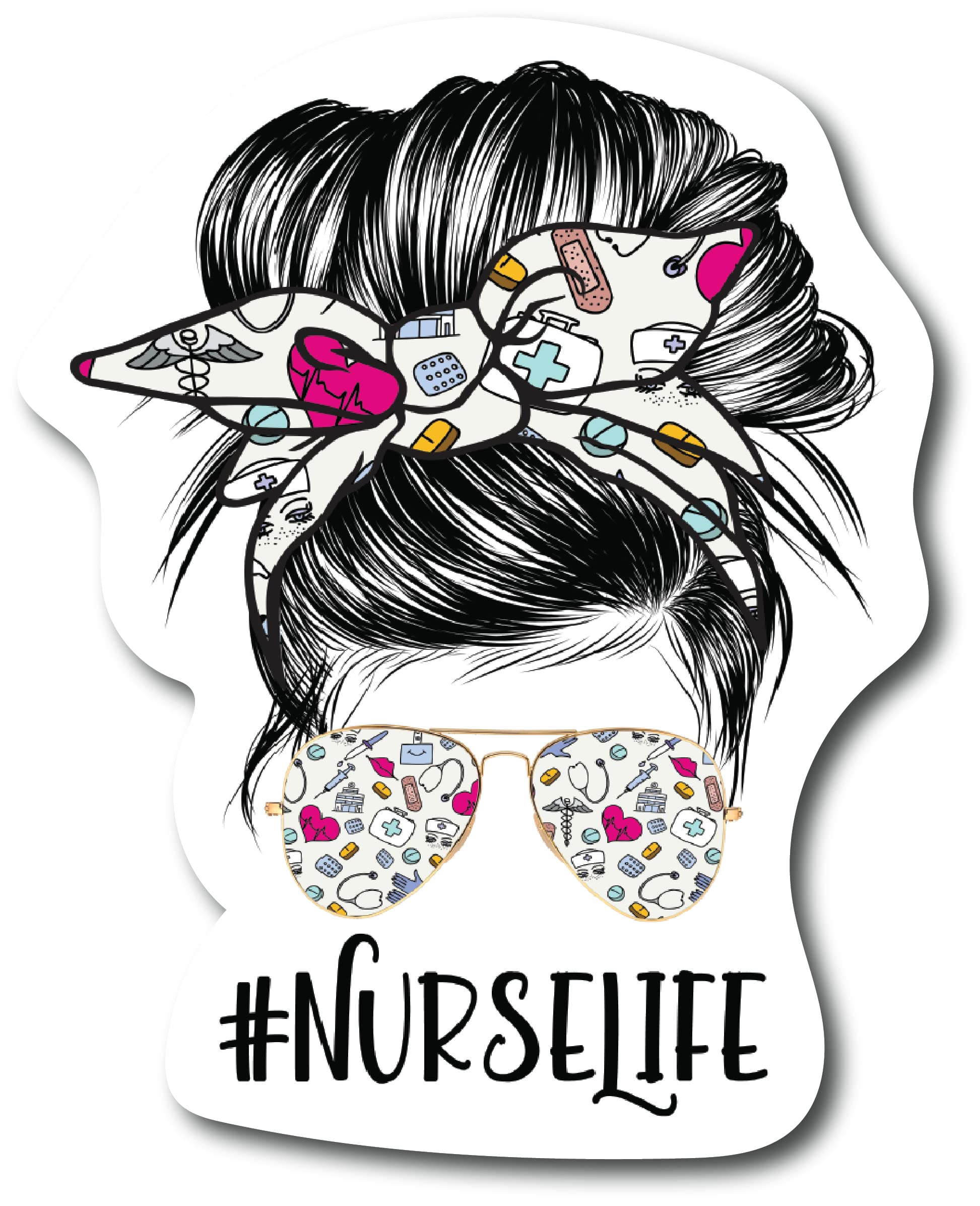 Nurse Life Sticker Nurselife Stickers #Nurselife Vinyl Decal Bumper Sticker Stethoscope Accessories Medical Decals Doctor Scrub Phlebotomist EMS Healthcare Sticker Inspirational Dispatcher CS369-2PK