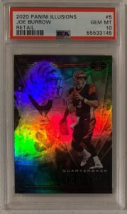 joe burrow 2020 panini illusions retail football rookie card rc #5 graded psa 10