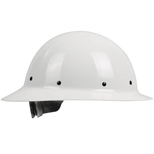 Dynamic WolfJaw Fiberglass Full Brim Hard Hat with Wheel Ratchet, 8 Point Suspension, ANSI/ISEA Z89.1 Type 1 Certified, Glass G Electrical Rating, White (280-HP1481R-01)