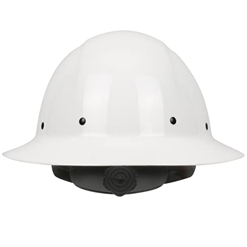 Dynamic WolfJaw Fiberglass Full Brim Hard Hat with Wheel Ratchet, 8 Point Suspension, ANSI/ISEA Z89.1 Type 1 Certified, Glass G Electrical Rating, White (280-HP1481R-01)