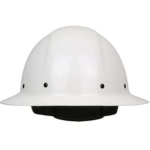 Dynamic WolfJaw Fiberglass Full Brim Hard Hat with Wheel Ratchet, 8 Point Suspension, ANSI/ISEA Z89.1 Type 1 Certified, Glass G Electrical Rating, White (280-HP1481R-01)