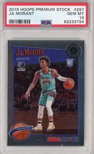 graded 2019-20 panini hoops premium stock ja morant #297 rookie rc basketball card psa 10 gem mint