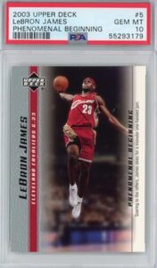 graded 2003-04 upper deck ud lebron james #5 phenomenal beginning rookie rc basketball card psa 10 gem mint