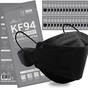 HAPPYDAY , 30 Packs, Made in KOREA Premium KF94 Micro Dust Protection Individually Packaged Black Face Mask for Adult