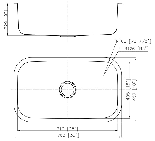 ZUHNE 30-Inch Stainless Steel Single Bowl Undermount Kitchen Sink