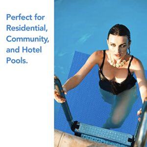 Resilia Stay-Put Swimming Pool Ladder Mat - Non-Slip, Wide Ribbed, Protective Pad, 36 Inches x 36 Inches, 0.125 Inch Thick, Powder Blue