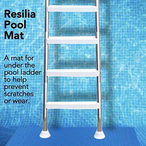 Resilia Stay-Put Swimming Pool Ladder Mat - Non-Slip, Wide Ribbed, Protective Pad, 36 Inches x 36 Inches, 0.125 Inch Thick, Powder Blue