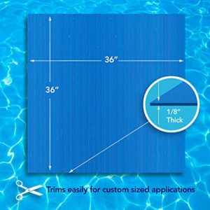 Resilia Stay-Put Swimming Pool Ladder Mat - Non-Slip, Wide Ribbed, Protective Pad, 36 Inches x 36 Inches, 0.125 Inch Thick, Powder Blue