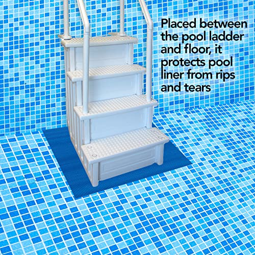 Resilia Stay-Put Swimming Pool Ladder Mat - Non-Slip, Wide Ribbed, Protective Pad, 36 Inches x 36 Inches, 0.125 Inch Thick, Powder Blue