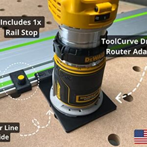 ToolCurve's Guide Rail Adapter Compatible with Dewalt Router - Made in USA