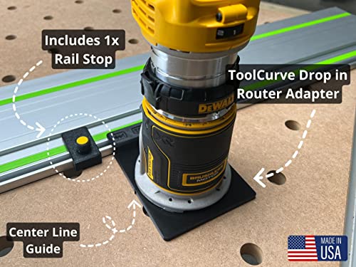 ToolCurve's Guide Rail Adapter Compatible with Dewalt Router - Made in USA