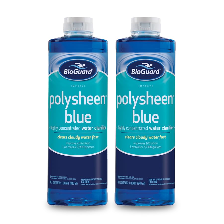 2 Pack BioGuard Polysheen Blue Swimming Pool Water Clarifier (1 Quart Bottles)