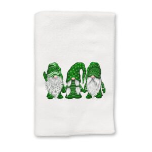 St Patricks Day Kitchen Dish Tea Towel Decoration | Decorative Bathroom Hand Decor | Holiday Shamrock Gnomes Bath Towels | Spring Winter Green Home Decor | Saint Patrick's Day Paddy's Day Paddys