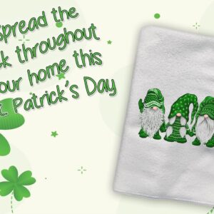 St Patricks Day Kitchen Dish Tea Towel Decoration | Decorative Bathroom Hand Decor | Holiday Shamrock Gnomes Bath Towels | Spring Winter Green Home Decor | Saint Patrick's Day Paddy's Day Paddys