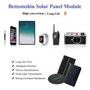 Bettomshin 5Pcs 1.5V 0.65W Mini Solar Panels Cells, Polycrystalline Solar Cells Micro Solar Panel Module for Light Electric Toys Solar Battery Charger DIY Solar Syatem Kits (3.15" x 1.18"/80mm x 60mm)