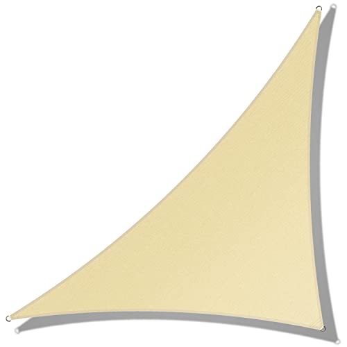 ShadeMart 20' x 20' x 28.3' Beige Right Triangle Sun Shade Sail smTAPRT20 Canopy smTAPRT20 Fabric Cloth Screen Water Air Permeable & UV Block Heavy Duty Carport Patio Outdoor-(We Customize Size)