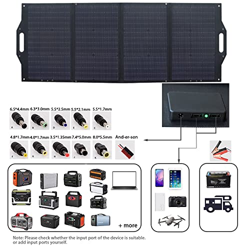 XINPUGUANG Portable Solar Panel 100W Foldable Solar Charger Kit with 5V USB and 18V DC for Camping,Cell Phone,Tablet, Compatible with Solar Generators Power Stations(100W)